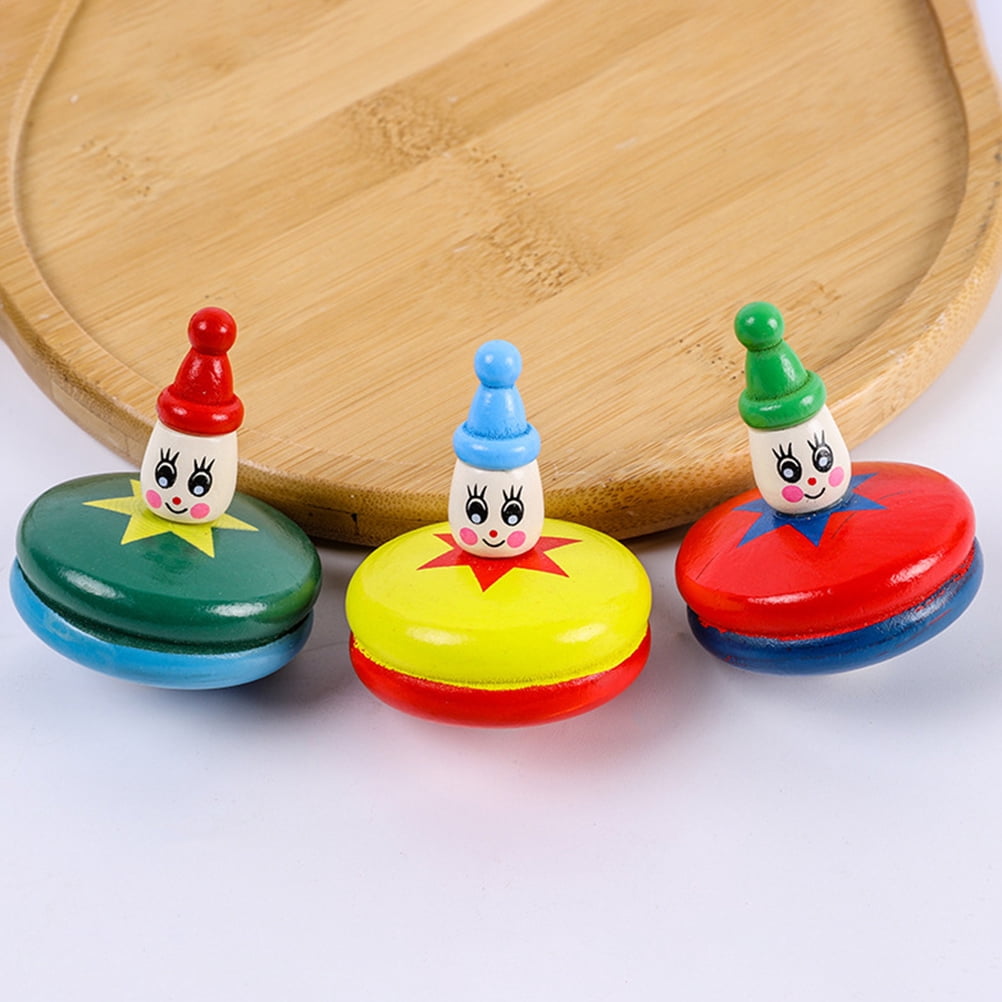 HOMOBABE 6Pack Wood Gyroscope Toy Assorted Color Mini Inertial Spinning ...