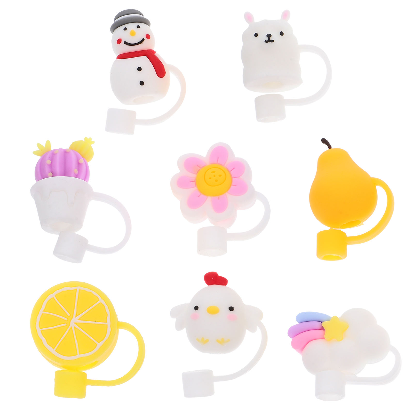 HOMOBABE 8Pcs Drinking Straw Caps Various Shapes - Splashing For Daily ...