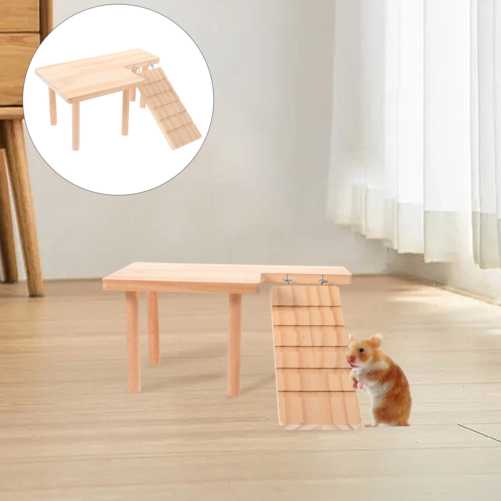 HOMOBABE Cage Platform 1 Set Wooden L-Shaped Multi-Level Design for ...