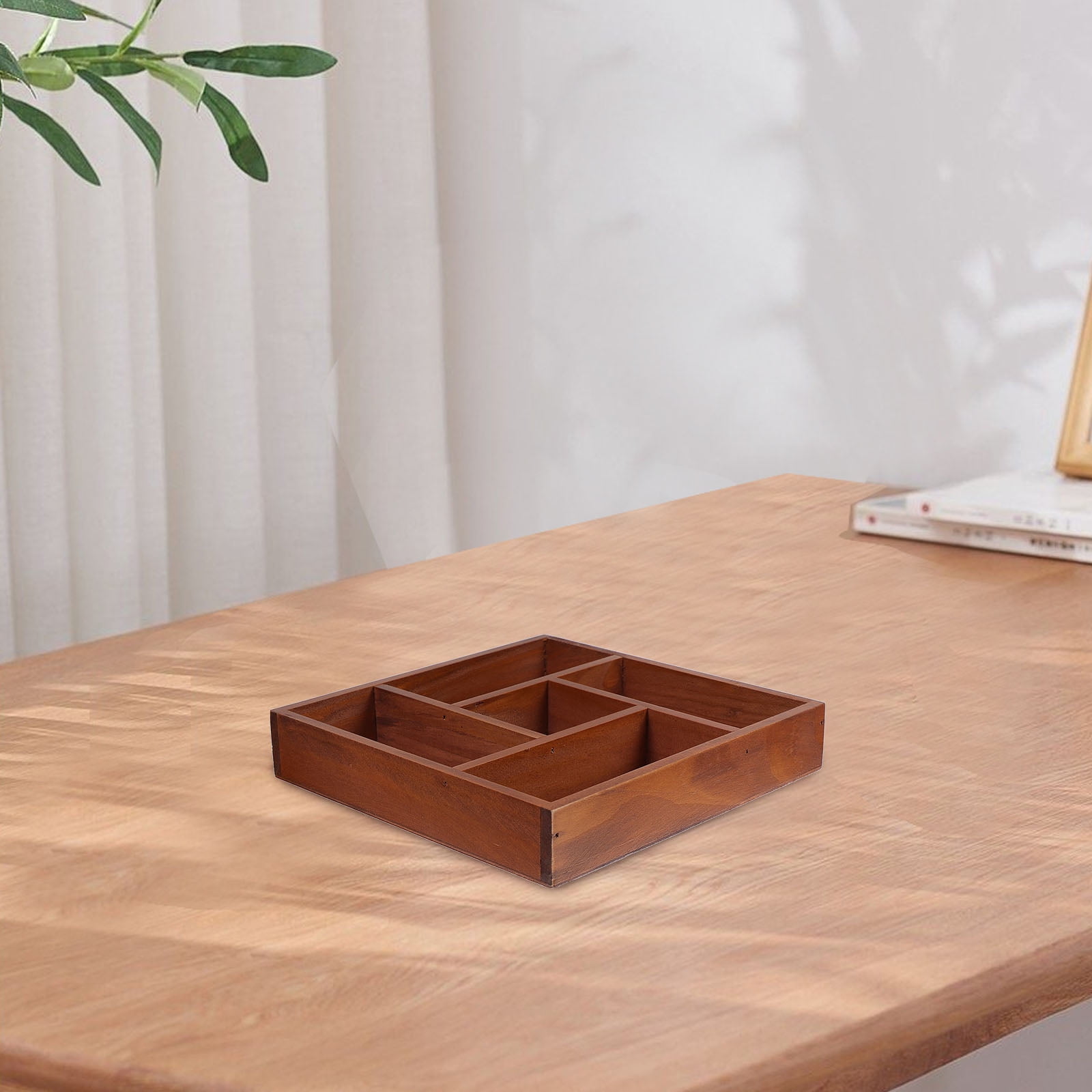 HOMOBABE 1Pcs Brown Wood Storage Tray Square Organizer for Jewelry Desk ...