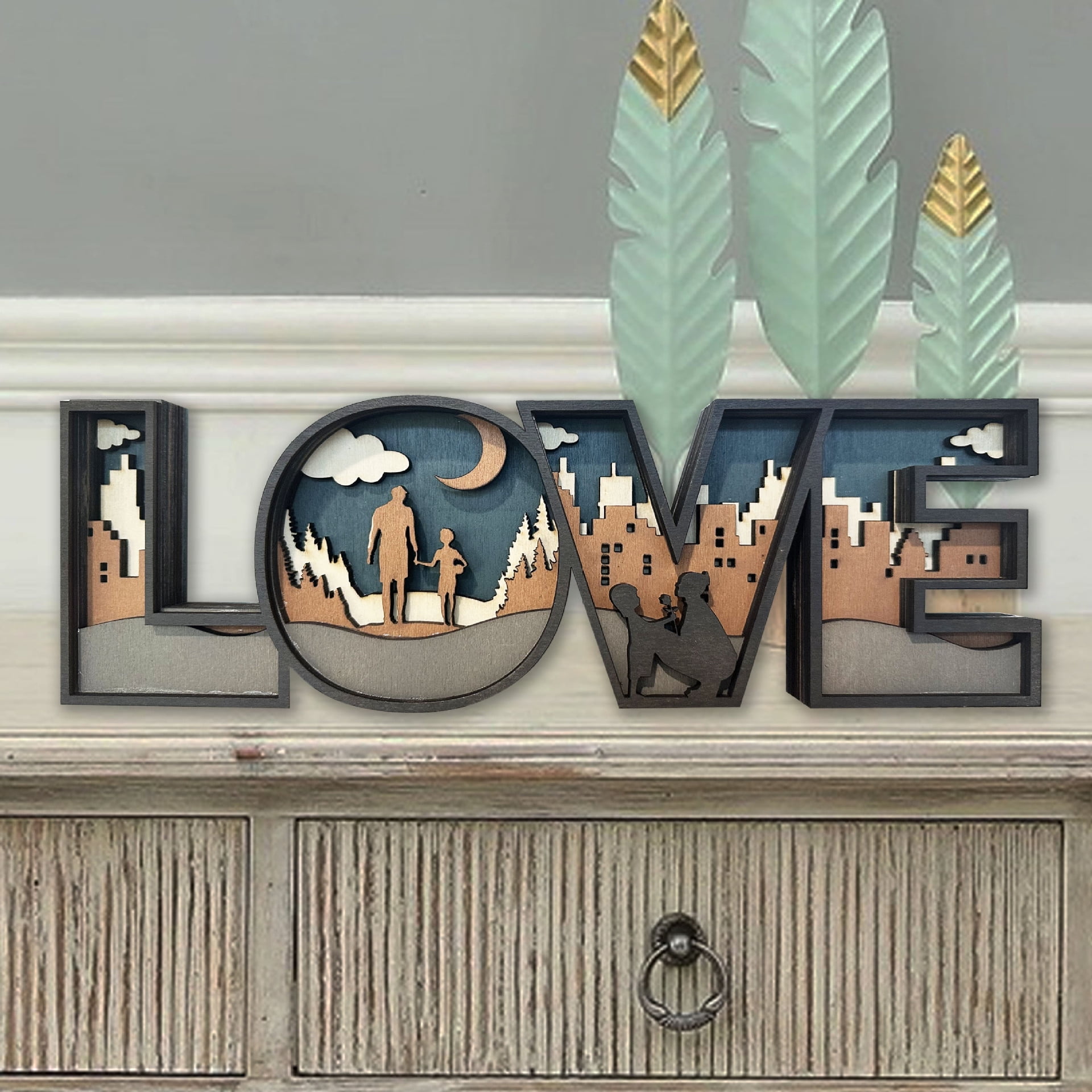 HOMOBABE Wall Letters Decor Wooden Letter Sign Home Decor Family ...