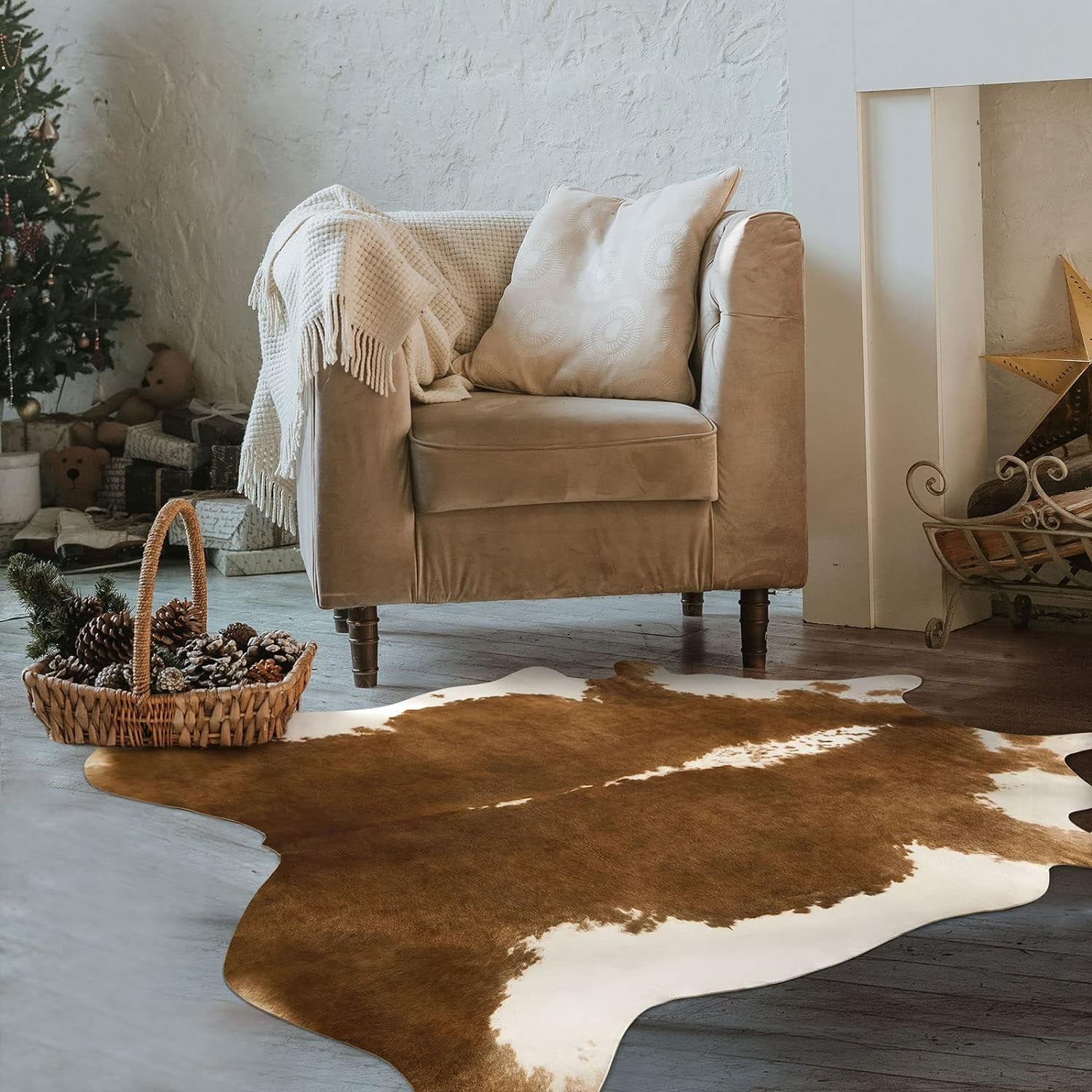 HOMORE Cowhide Rug, Cute Cow Print Rug for Living Room Faux Cow Hide ...