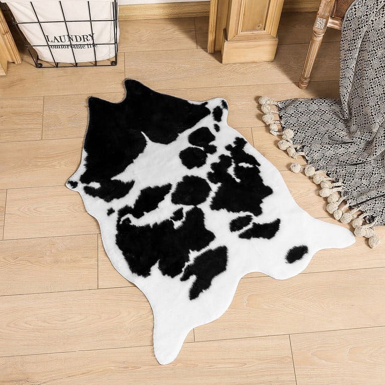 HOMORE Cowhide Rug, Cute Cow Print Rug for Living Room Faux Cow Hide ...