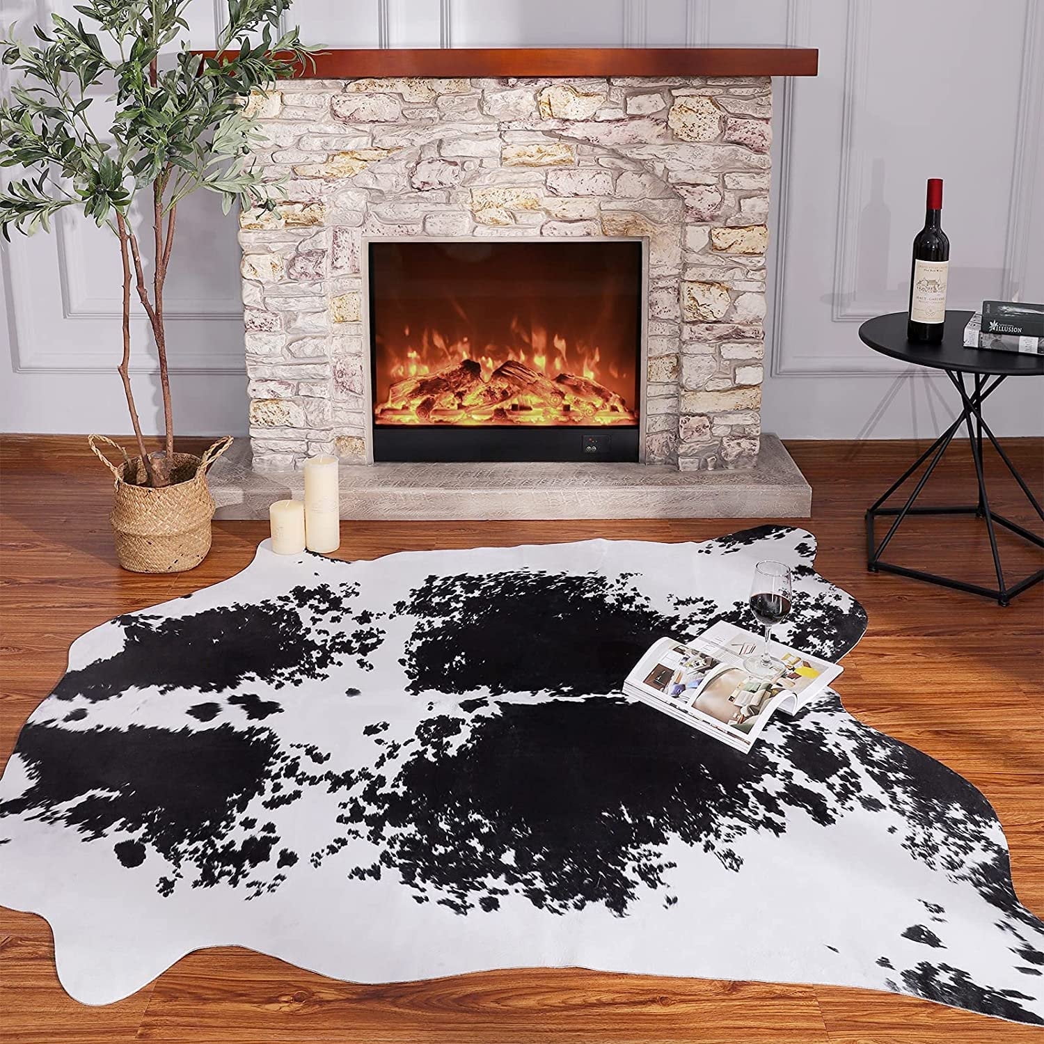 HOMORE Cowhide Rug, Cute Cow Print Rug for Living Room Faux Cow Hide ...