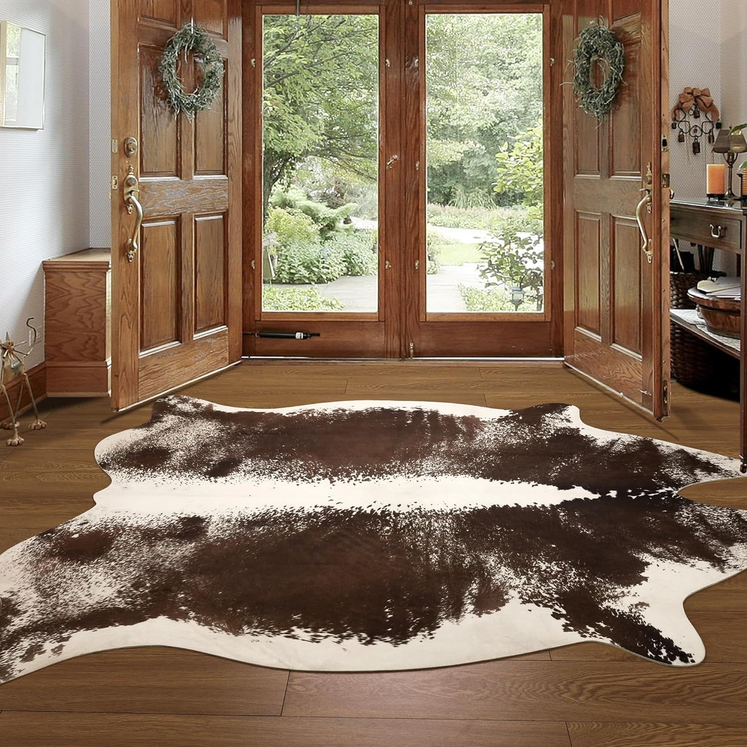 HOMORE Cowhide Rug, Cute Cow Print Rug for Living Room Faux Cow Hide ...