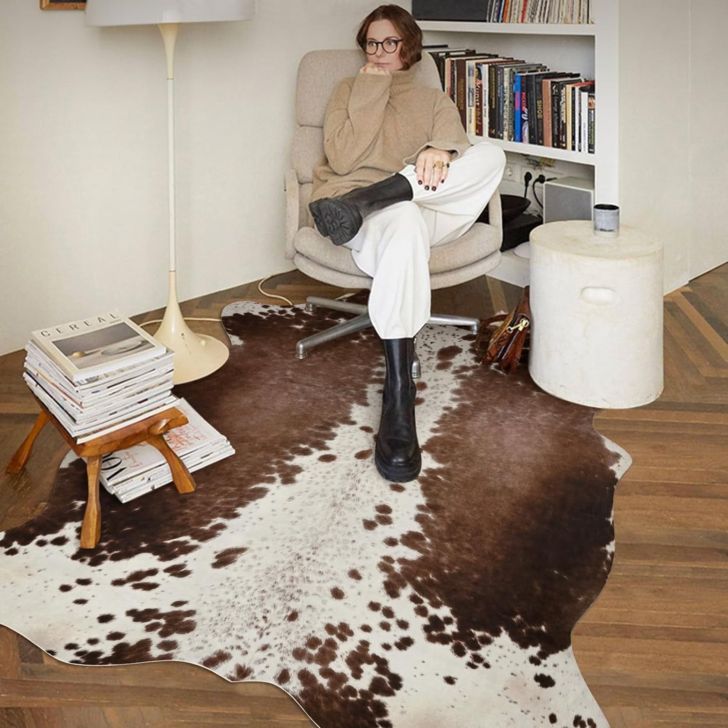 HOMORE Cowhide Rug, Cute Cow Print Rug for Living Room Faux Cow Hide ...