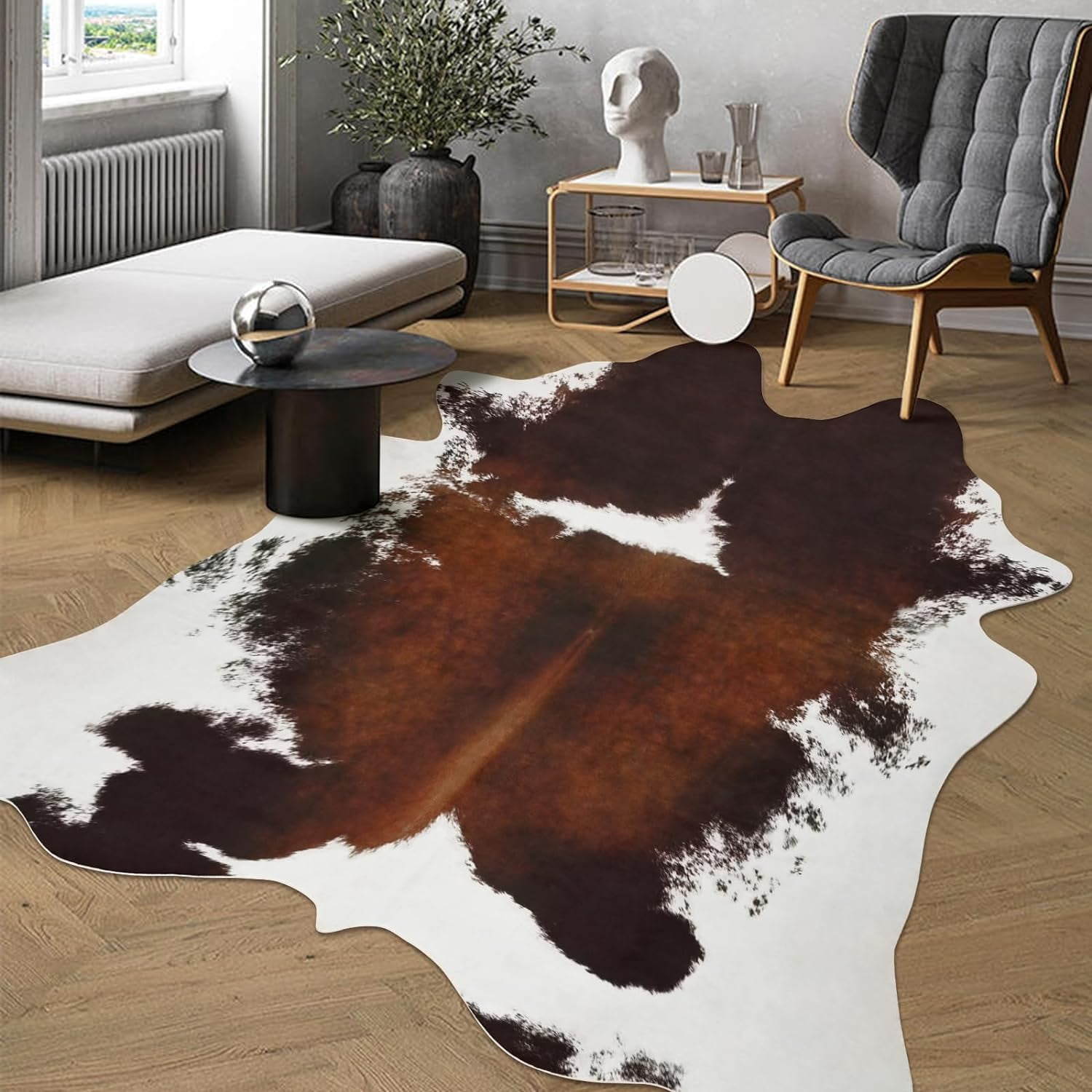 HOMORE Cowhide Rug, Cute Cow Print Rug for Living Room Faux Cow Hide ...