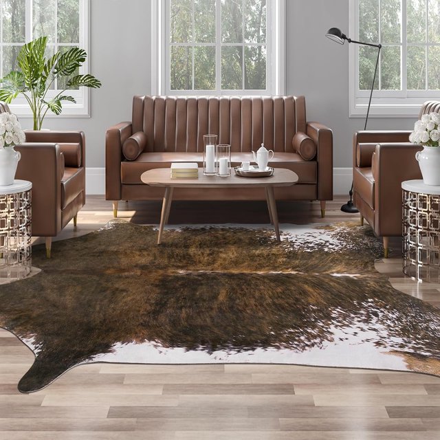 HOMORE Cowhide Rug, Cute Cow Print Rug for Living Room Faux Cow Hide ...