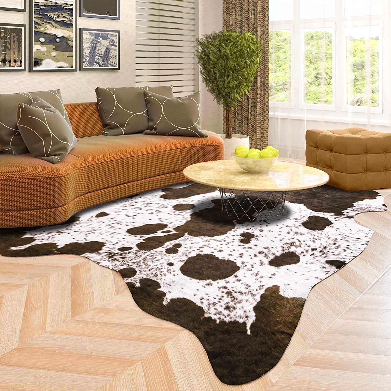 HOMORE Large Faux Cowhide Rug, Cow Print Area Rug for Living Room ...