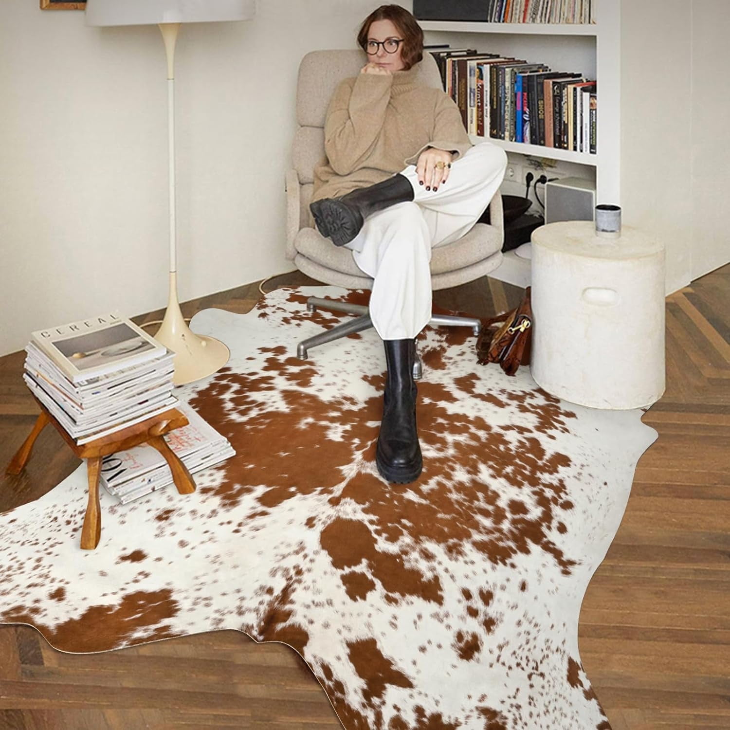 HOMORE Cowhide Rug, Cute Cow Print Rug for Living Room Faux Cow Hide ...