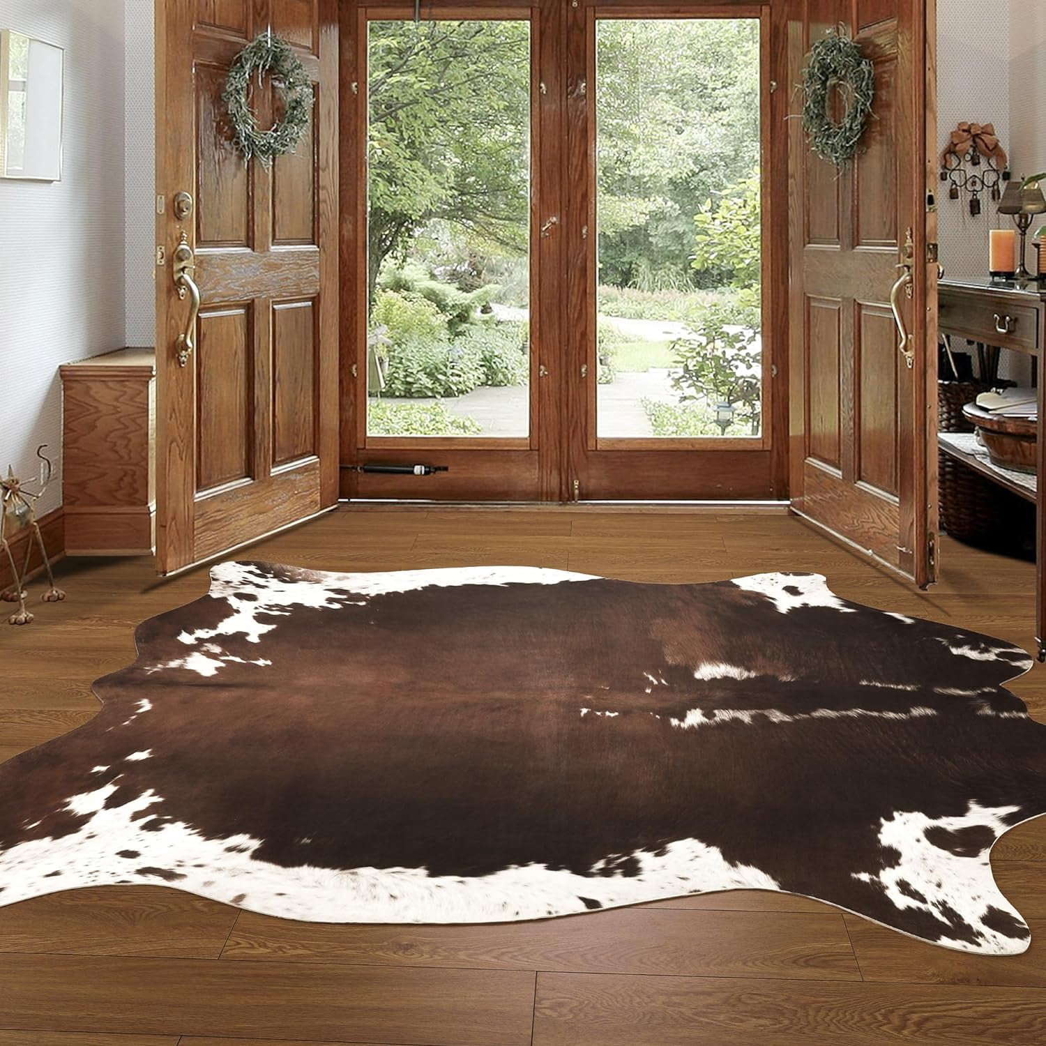HOMORE Cowhide Rug, Cute Cow Print Rug for Living Room Faux Cow Hide ...