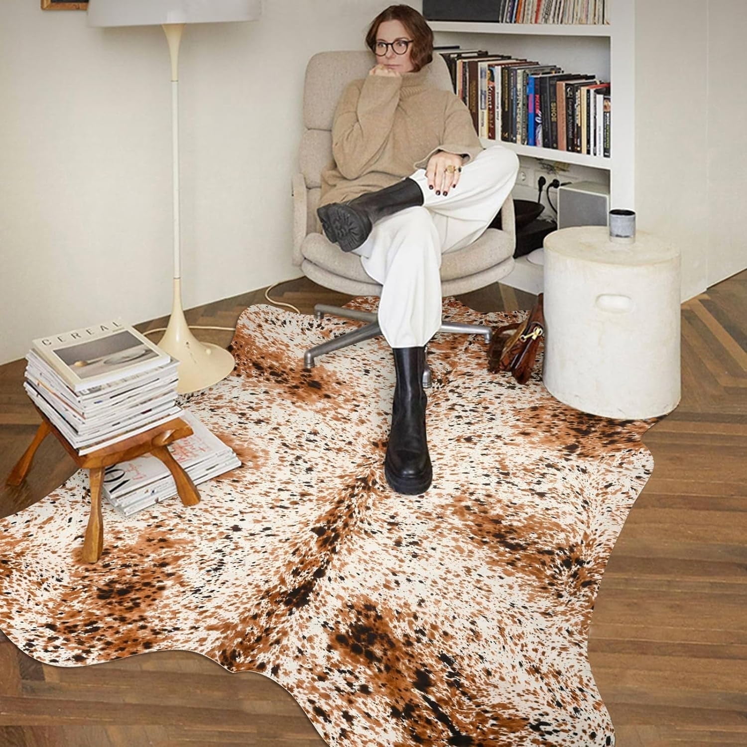 HOMORE Cowhide Rug, Cute Cow Print Rug for Living Room Faux Cow Hide ...