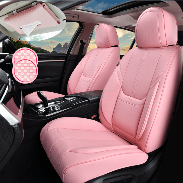 HOMOSTARRY Pink Car Seat Cover Front Seats, Leather Seat Covers for Car ...