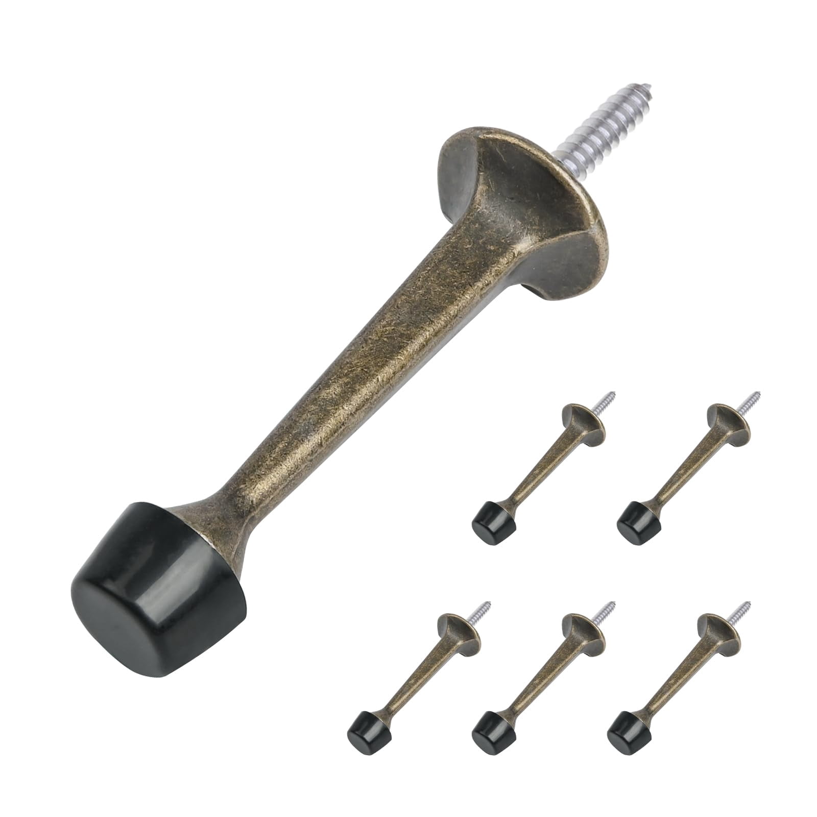 HOMOTEK 6 Pack Heavy Duty Solid Rigid Door Stop with Soft Rubber Tip ...