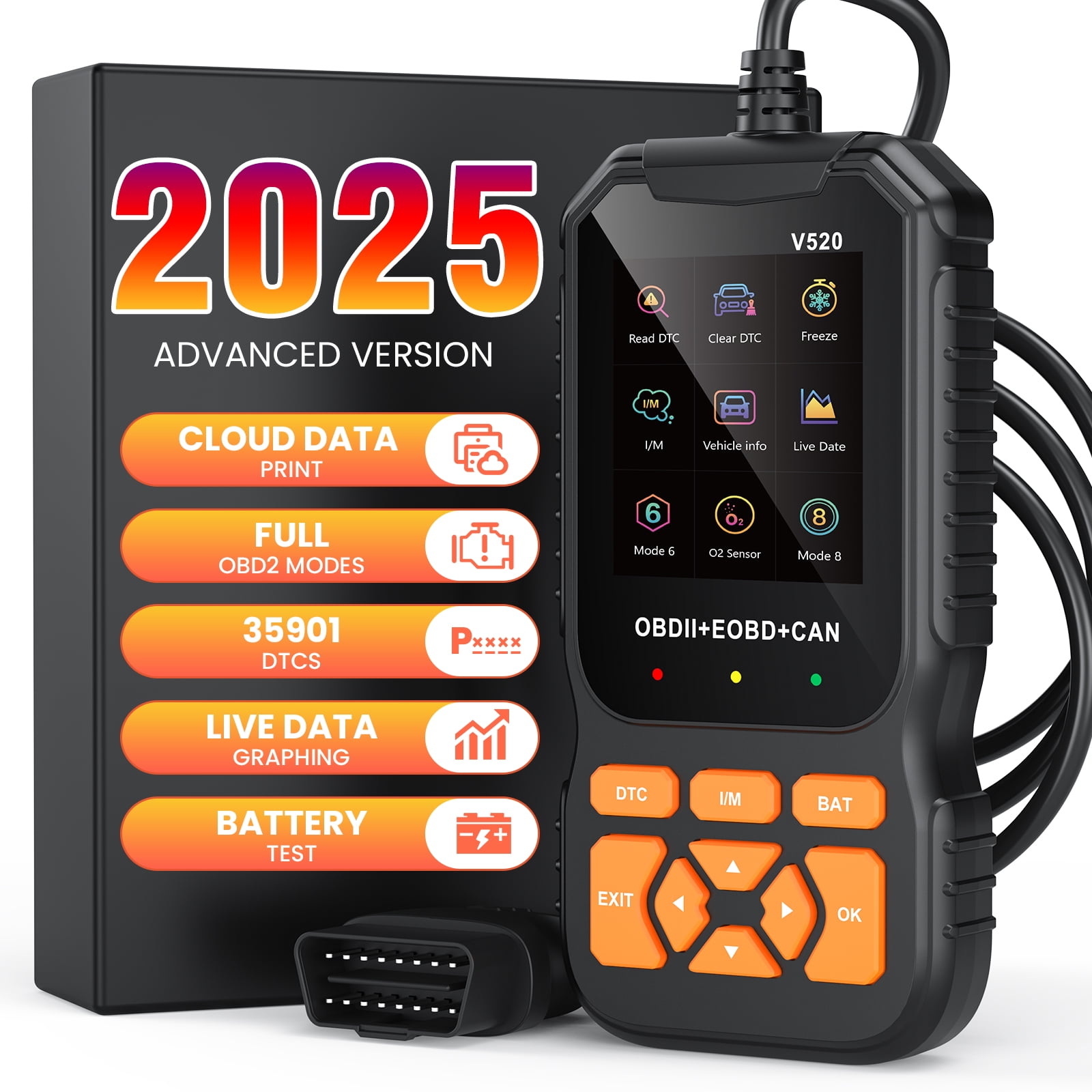 HOMPOW OBD II Scanner Professional Auto Tool for All Vehicles Live Data ...