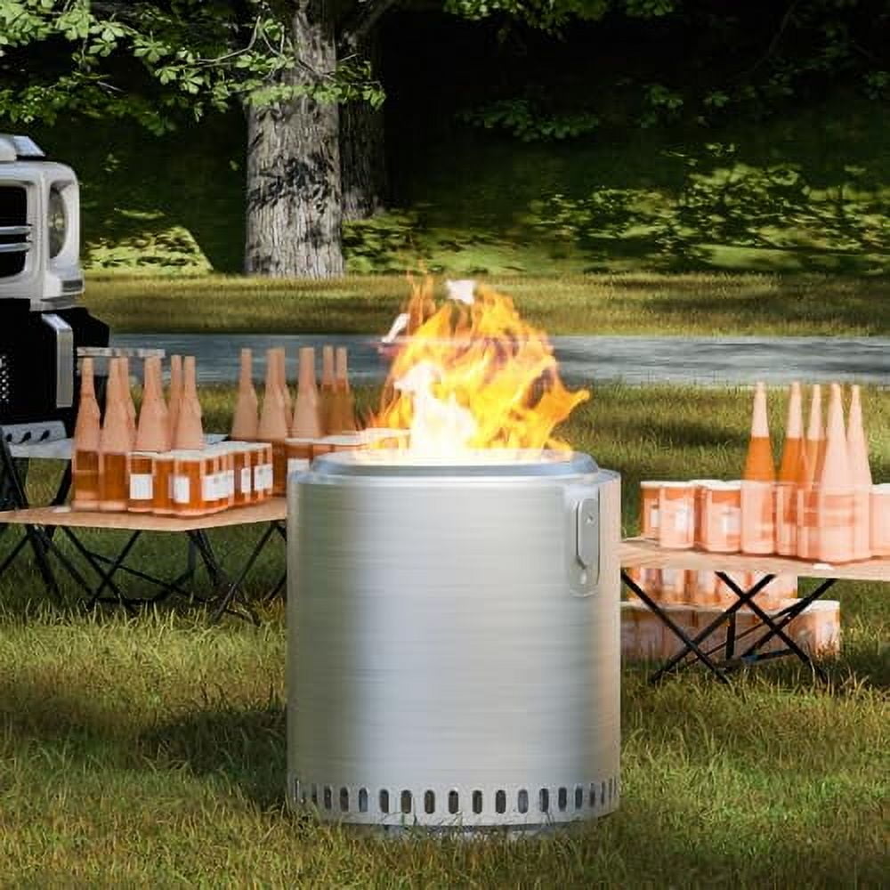 HOMPUS 17in Stainless Steel Portable Fire Pit for Outside, Smokeless ...