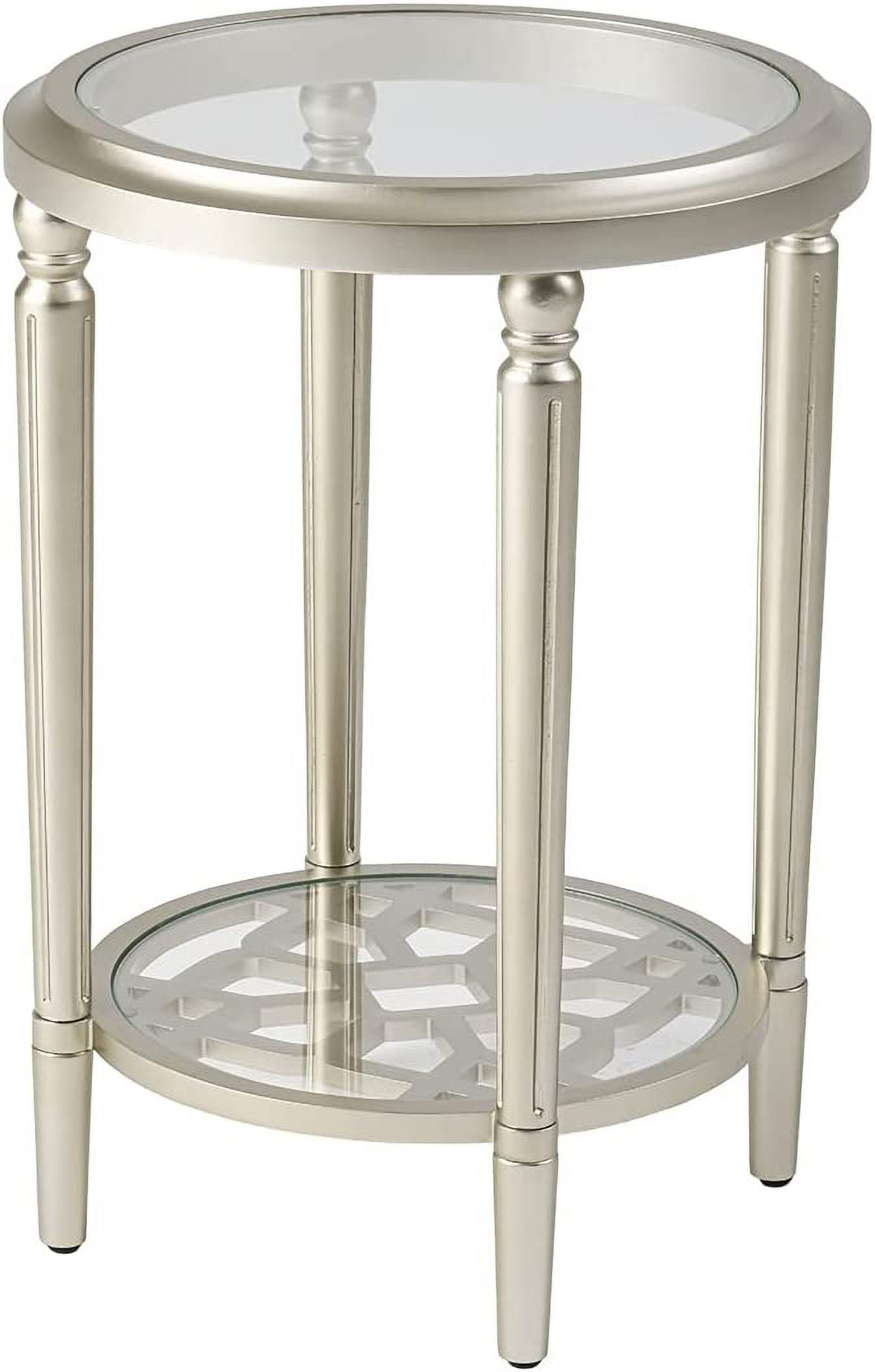 HOMPUS Modern End Table with Glass Top & Glass Shlef, 2 Tier Round ...