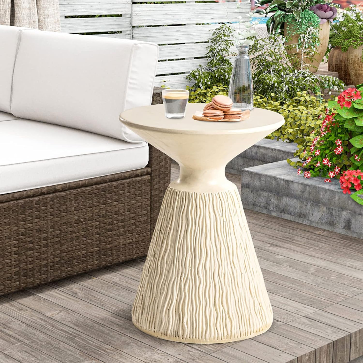 HOMPUS Outdoor Concrete Side Table Mushroom Shaped Cute Morden End ...