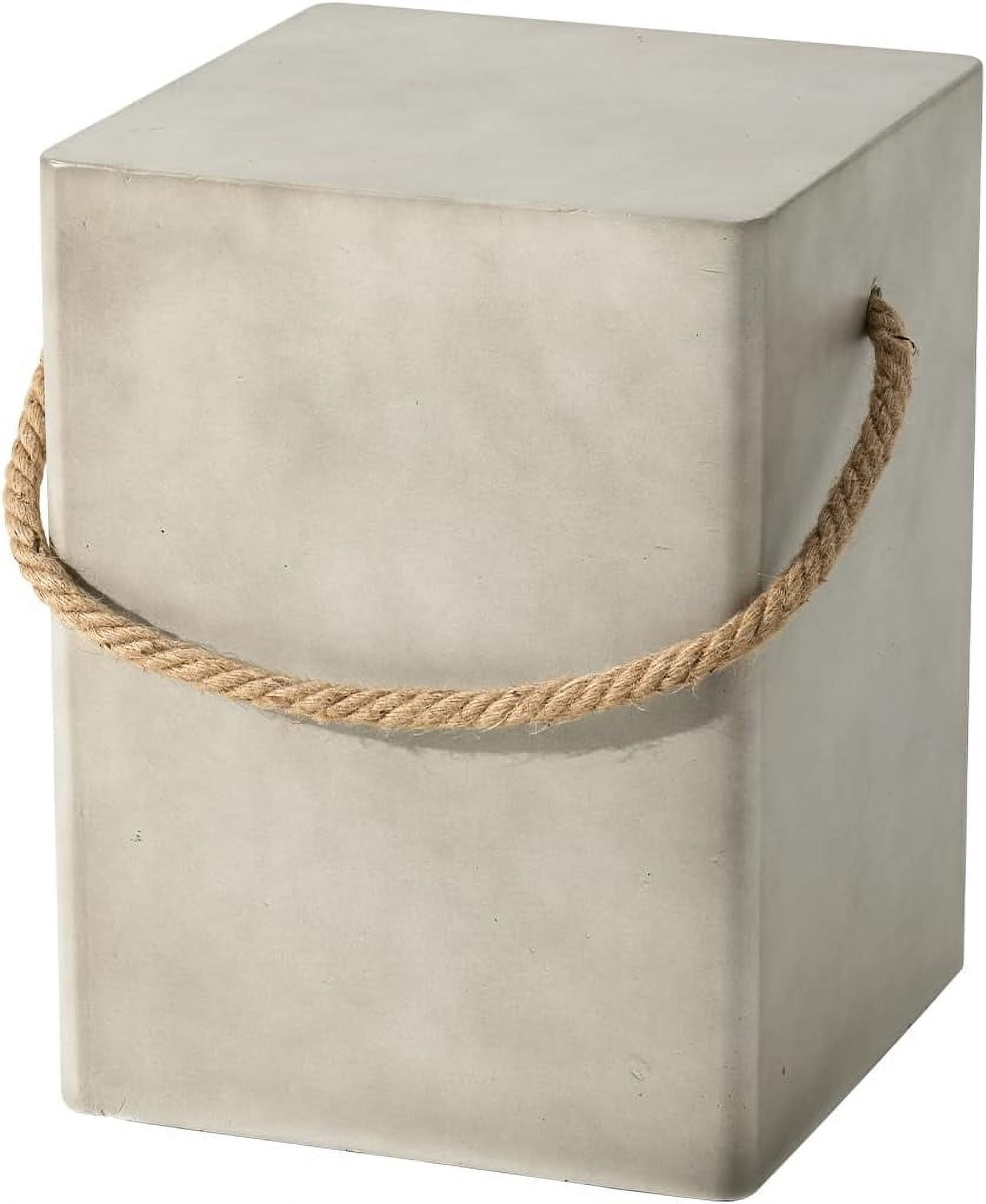 HOMPUS Outdoor Side Table w Hemp Rope Handle, Patio MgO Concrete ...