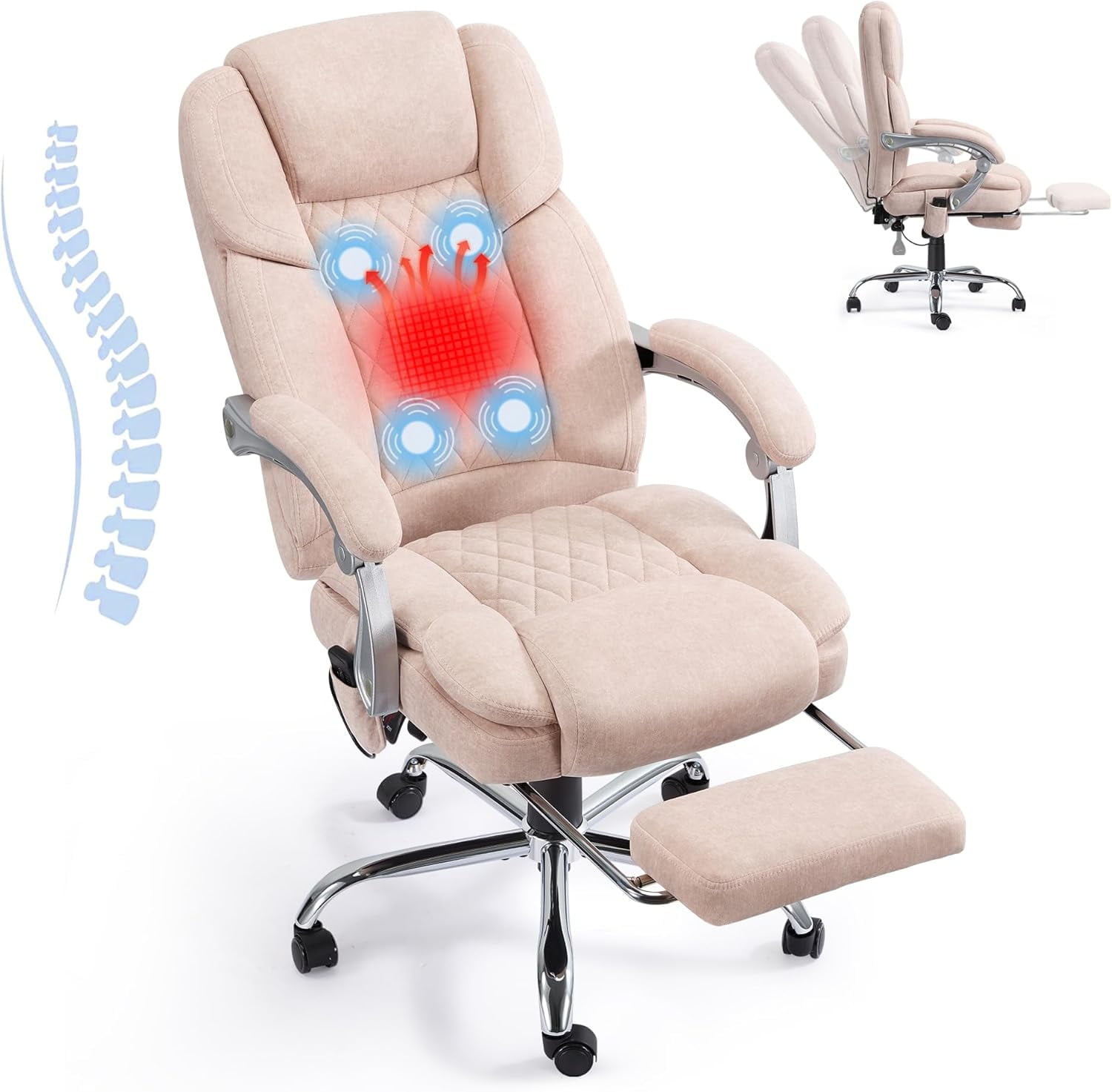 Homrest 4 Point Massage Office Chair With Footrest Heated Executive 9820