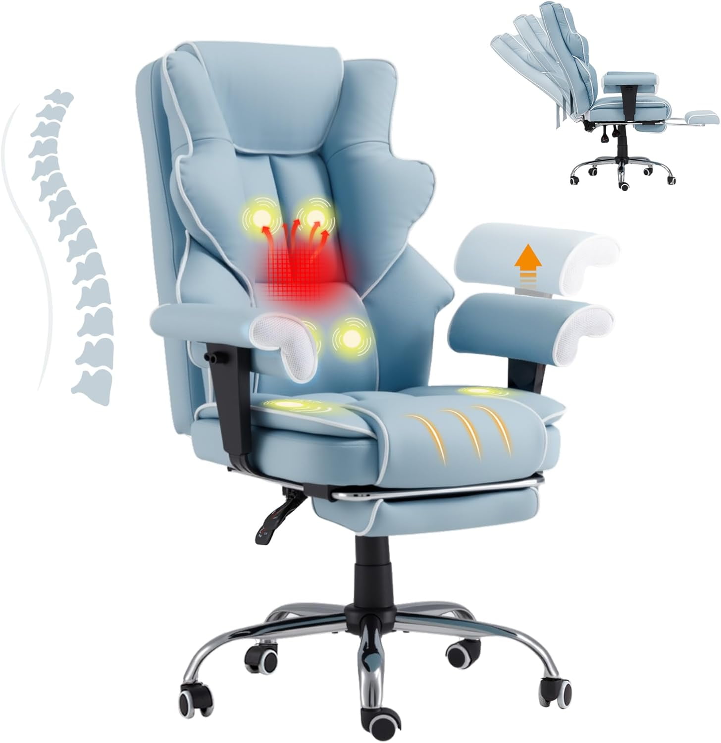 HOMREST 6-Point Massage Executive Chair,Heat Office Chair,Ergonomic ...