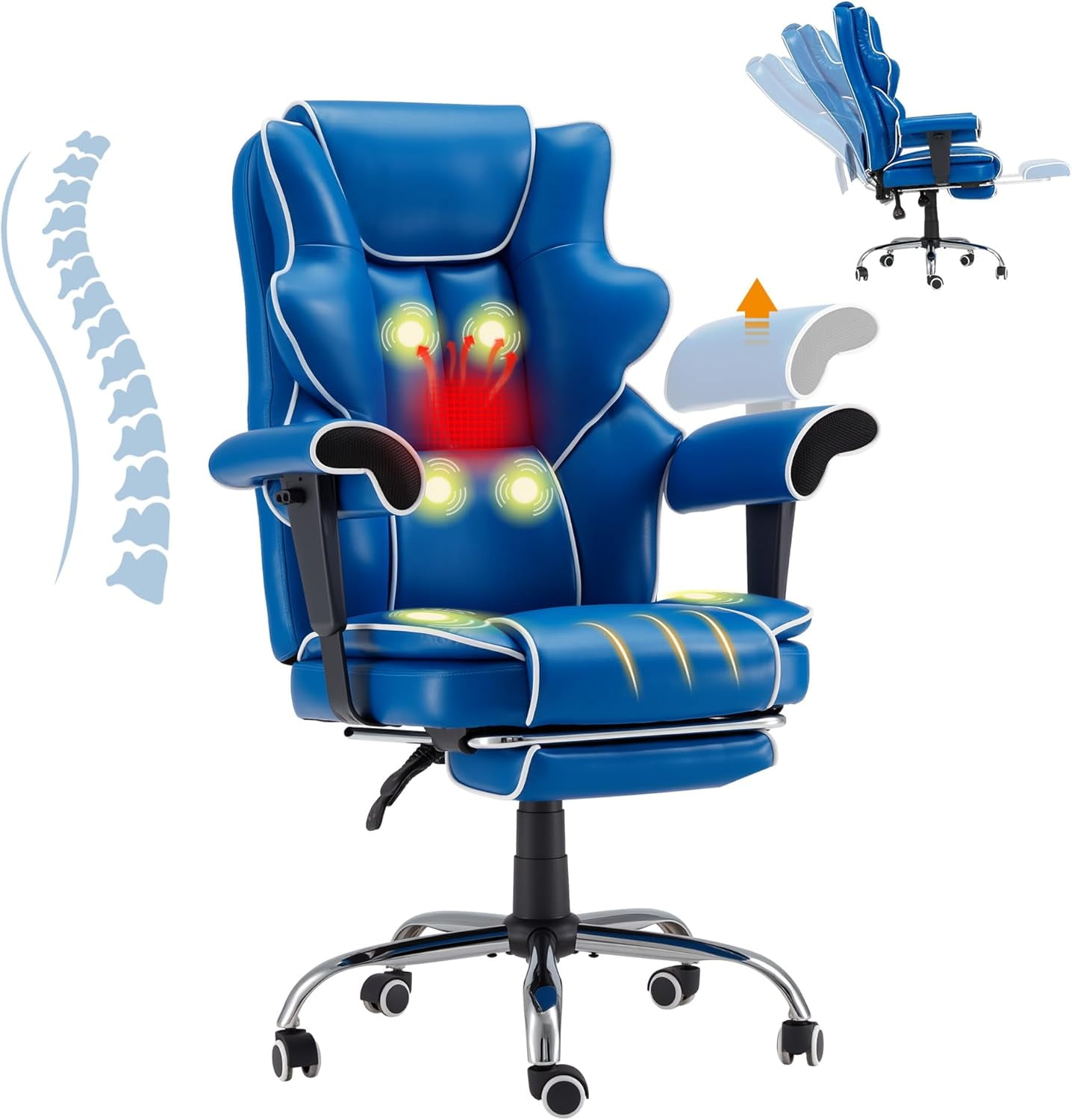 HOMREST 6-Point Massage Executive Chair,Heat Office Chair,Ergonomic ...
