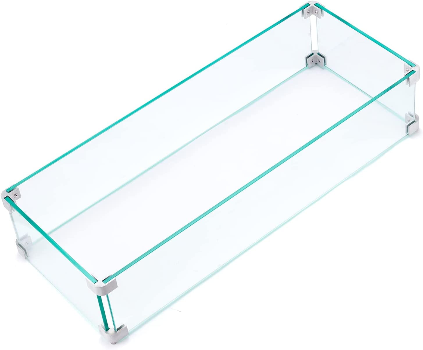 HOMREST Fire Pit Wind Guard Rectangular, 33"x15"x 5" Tempered Glass ...