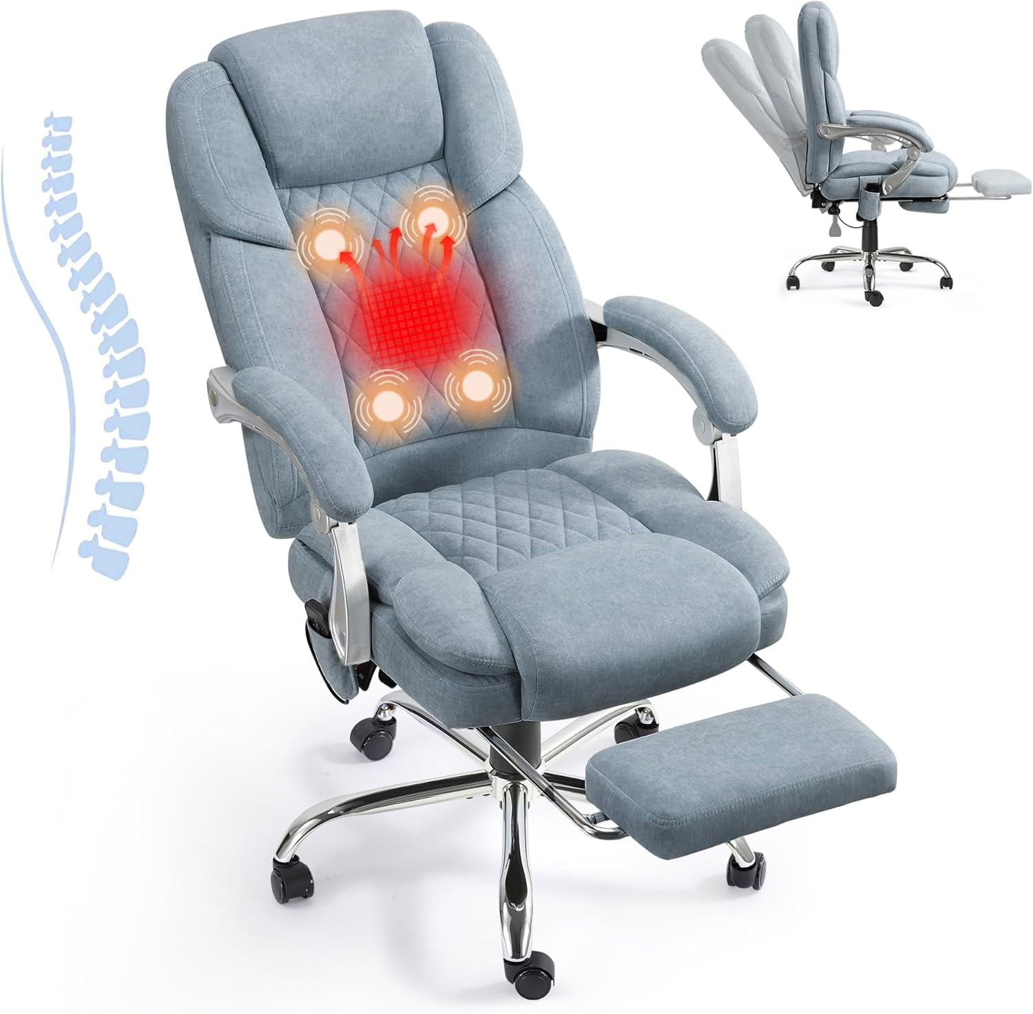 HOMREST Massage Office Chair with Footrest, Heated Executive Office ...