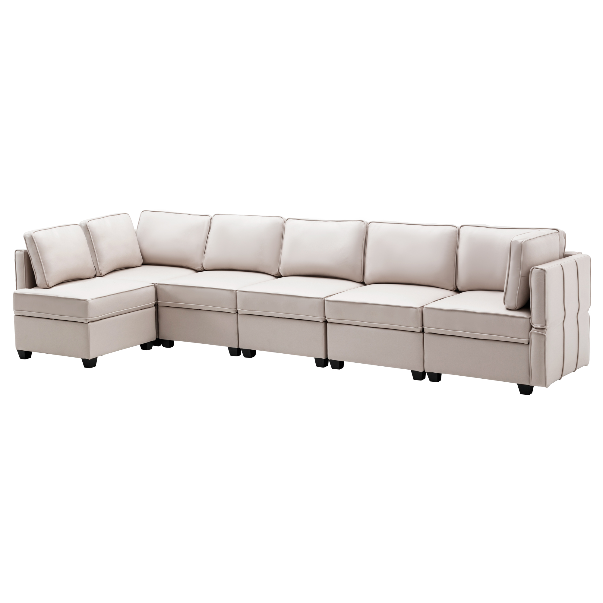 HOMREST 6-Seater Modular Sofa with Adjustable Arm/Backrest, Hidden ...