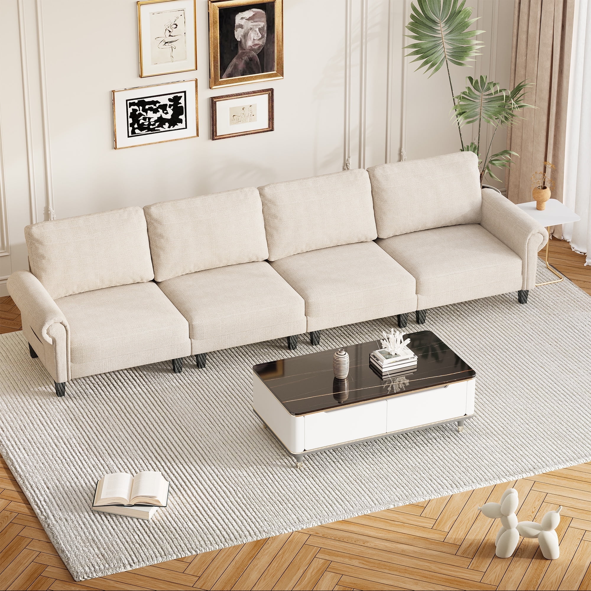 HOMREST 5-Seater Modular Sectional Sofa with Storage, Adjustable Arm ...