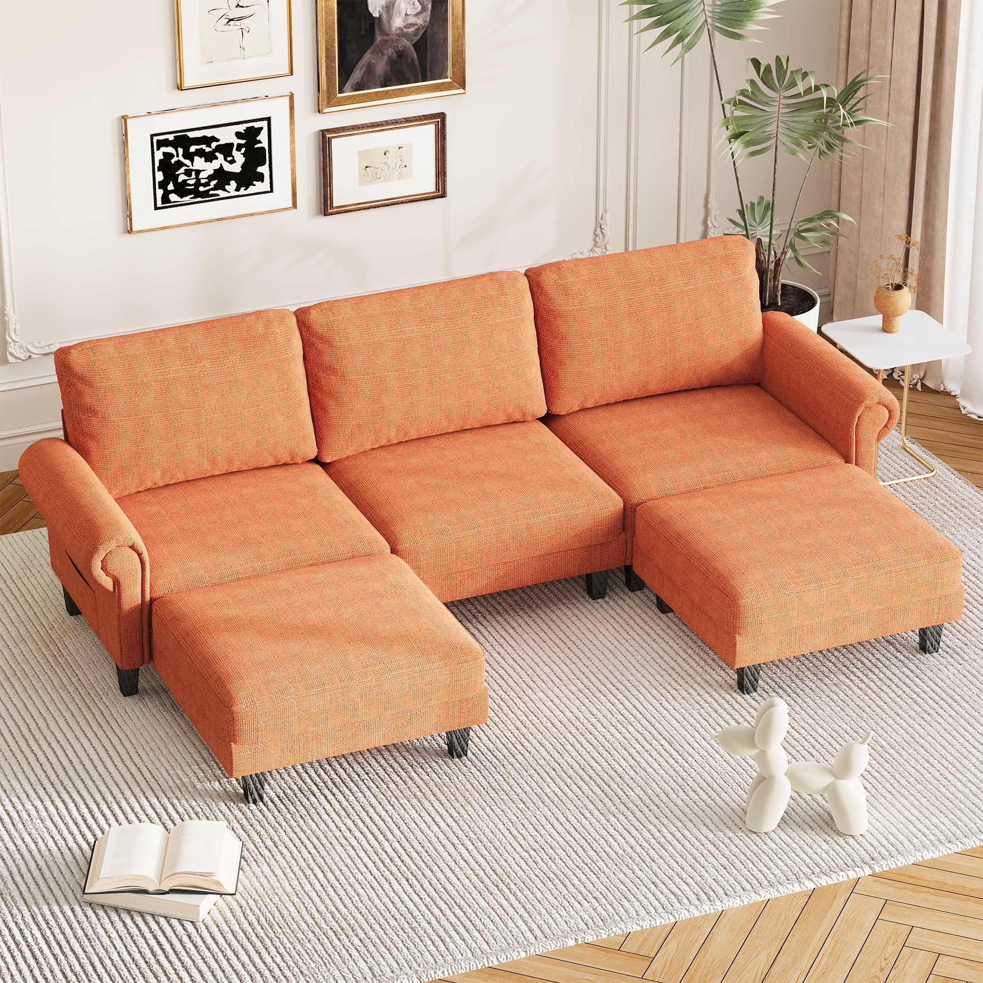 HOMREST Modular Sectional Sofa Reversible Sofa Couch with Storage Seats ...