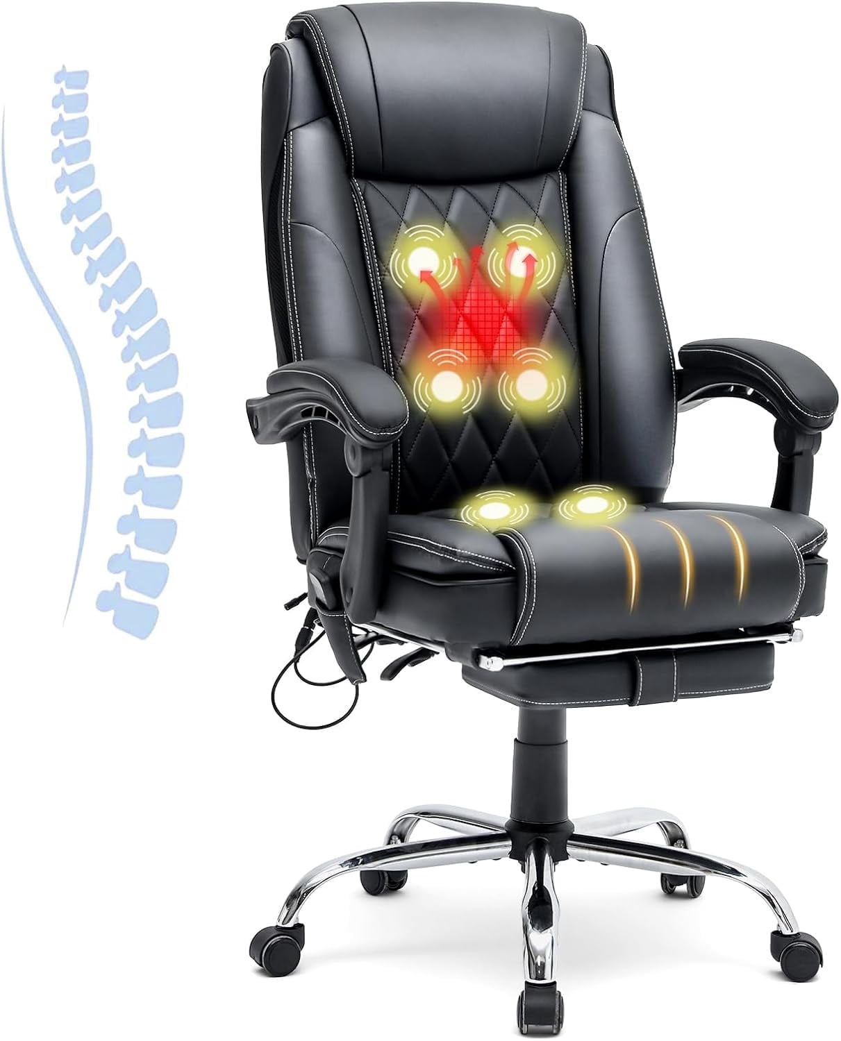 HOMREST Executive Office Chair with Rolling Footrest and Reclining Arms ...