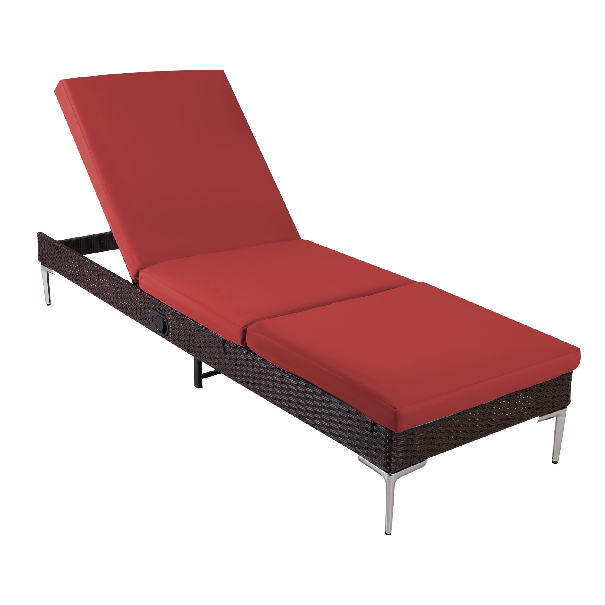 HOMREST Outdoor Chaise Lounge Chair, Patio Wicker Lounge Chair with ...