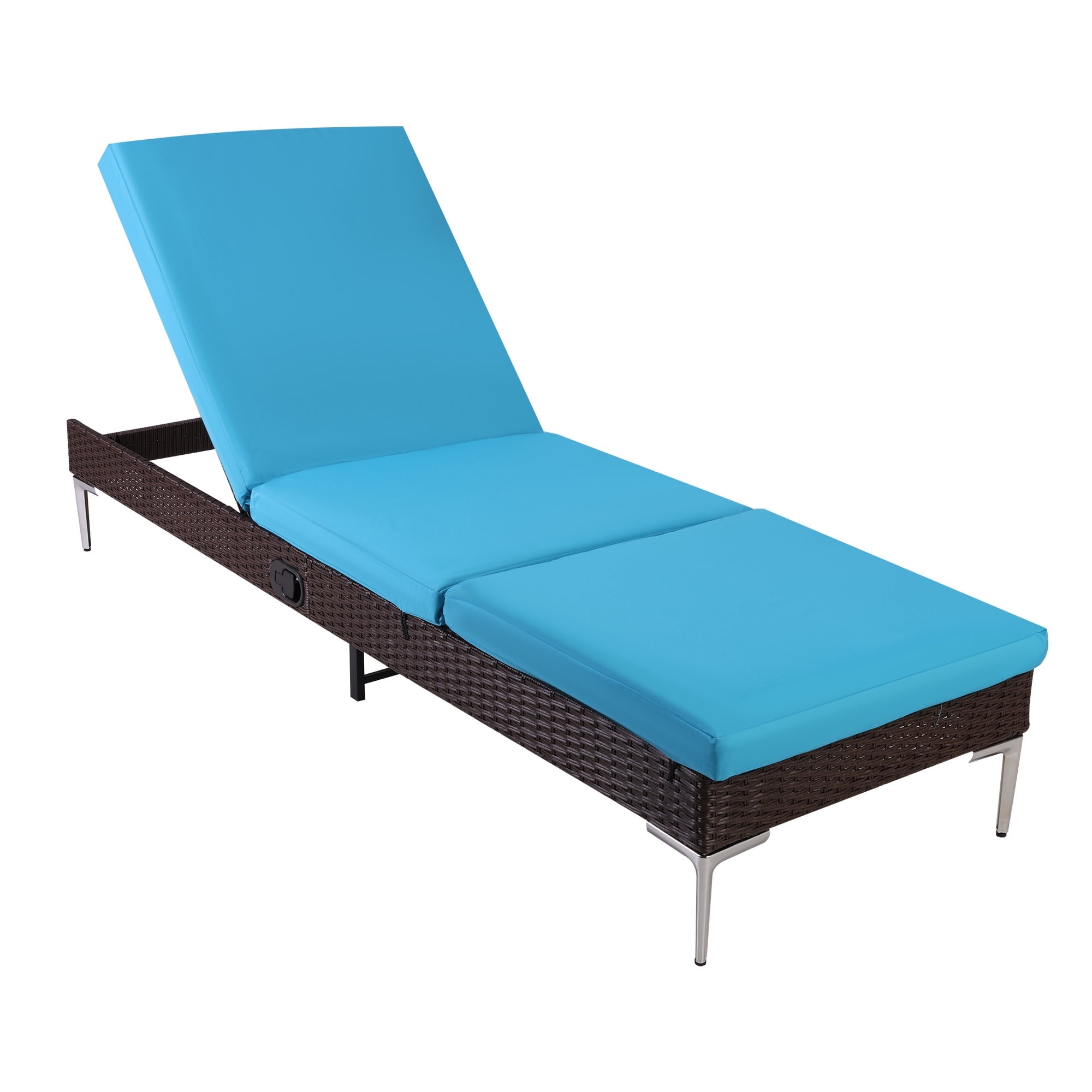 HOMREST Patio Rattan Chaise Lounge Chair, Outdoor Pool Lounge Chair ...