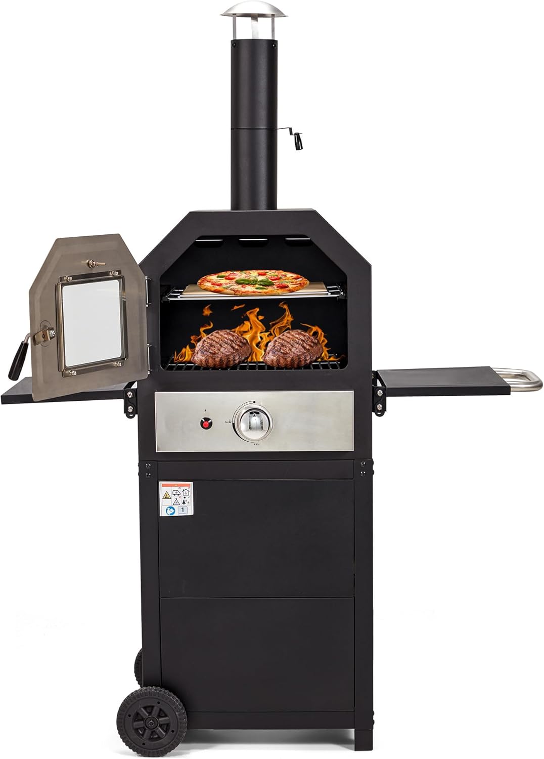 HOMREST Propane 12" Pizza Oven Outdoor, Gas BBQ Grill 2-in-1, 14,000BTU ...