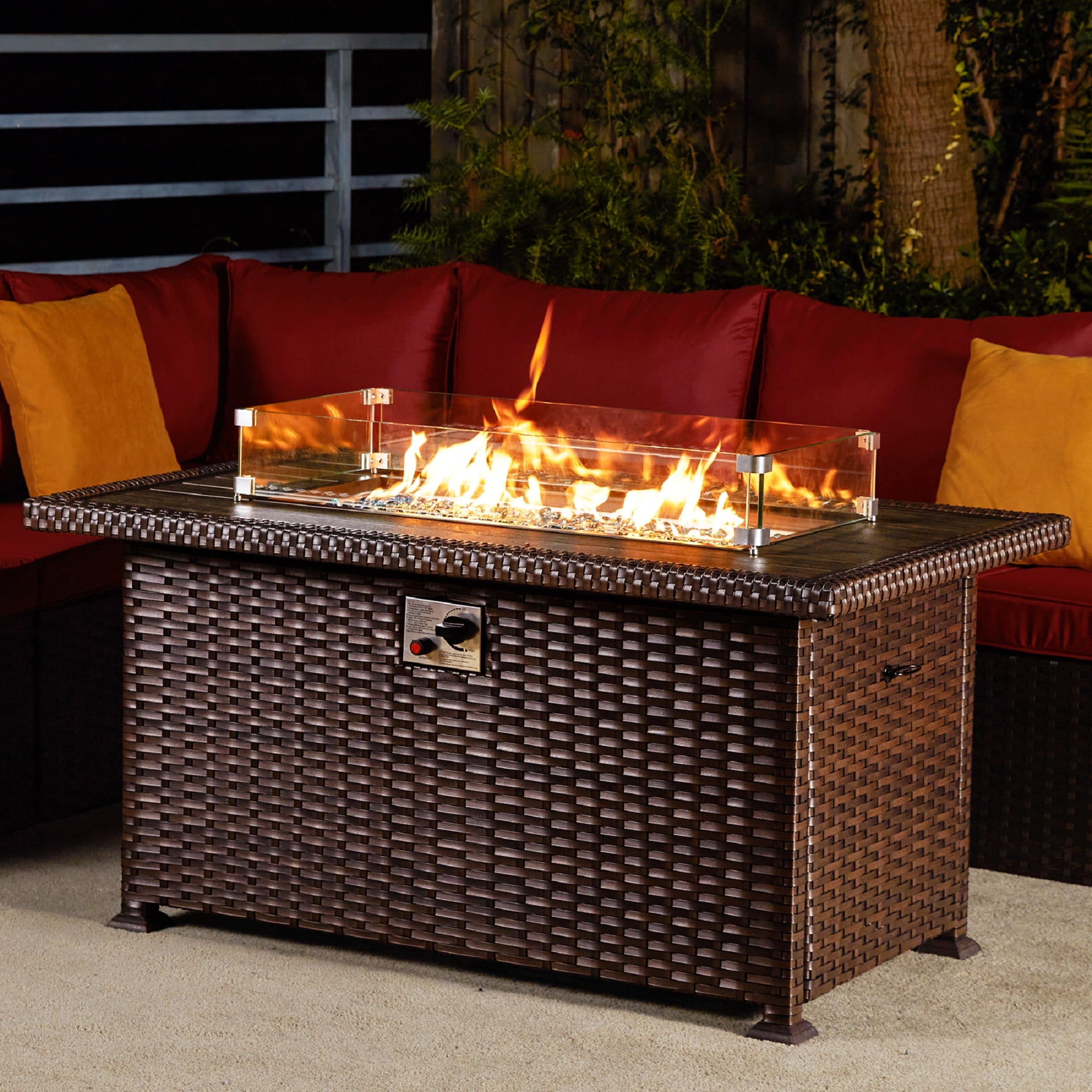 HOMREST 50 Inch Propane Fire Pit Table, 50,000 BTU Auto-Ignition ...