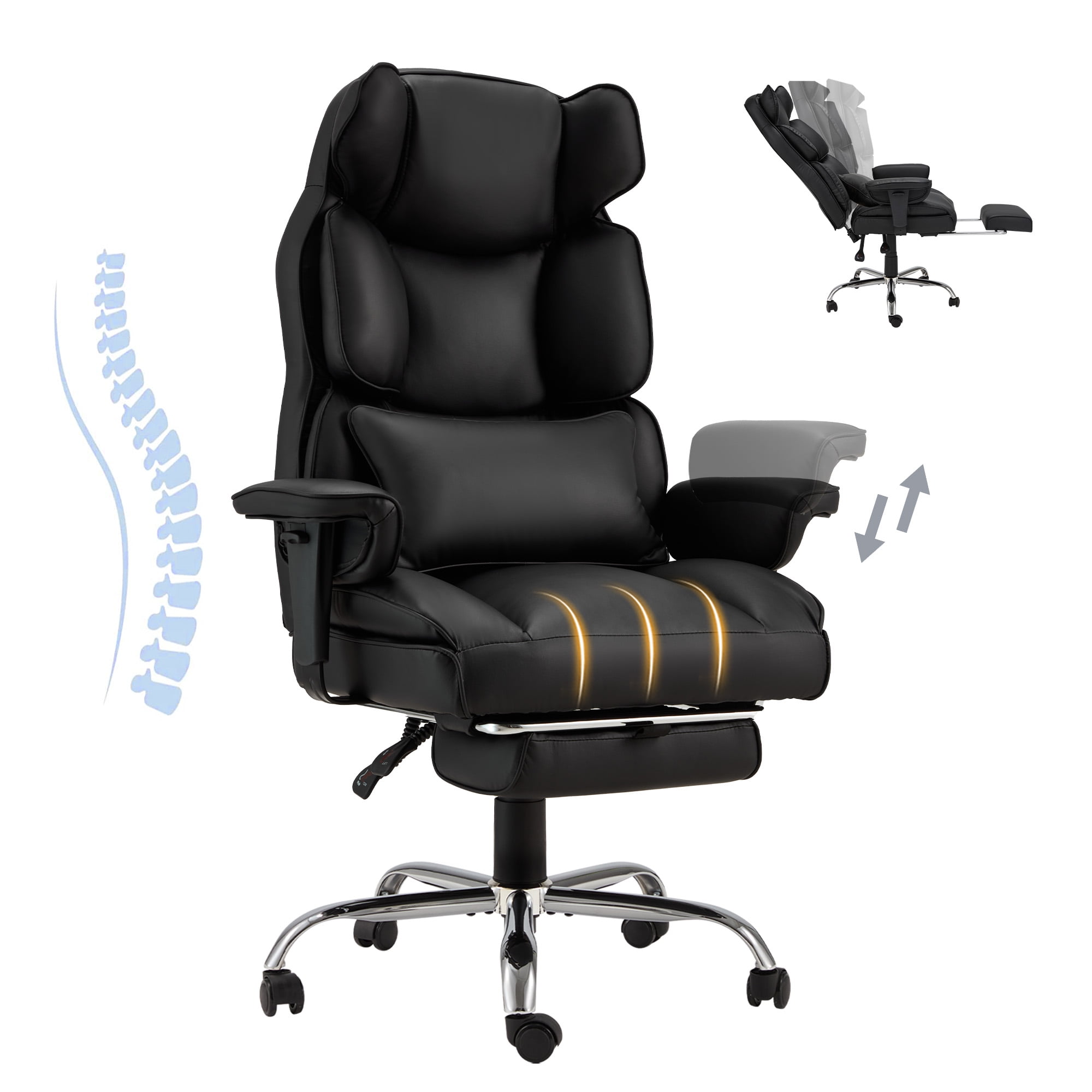 HOMREST Reclining Office Chair, Big and Tall Ergonomic Executive Desk ...