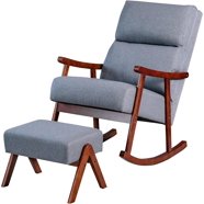 Rocking Chair with Oversized Wing Back,Extra Wide Rocking Loveseat,Mid ...