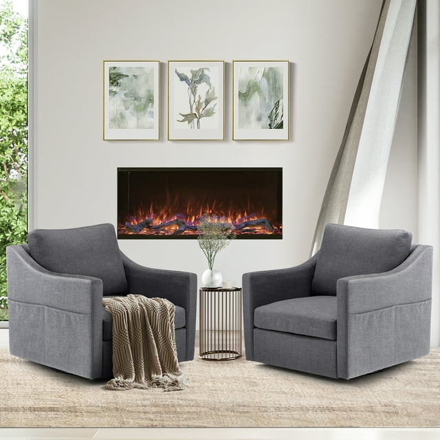 HOMREST Swivel Accent Chair Sets of 2,Linen Fabric Armchair Modern ...