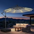 HOMSHADE 10 ft Offset Patio Umbrella with Solar Lights, LED Lighted ...