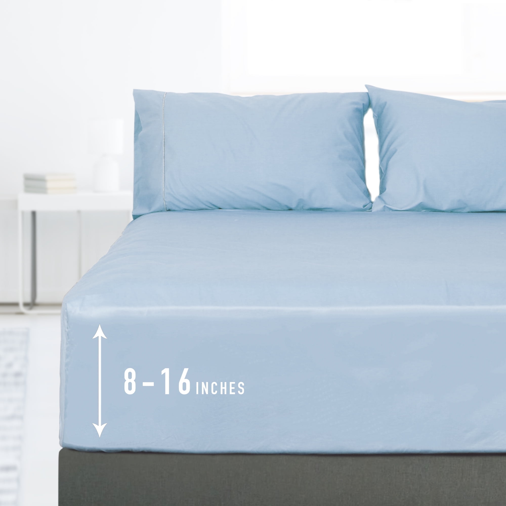 HOMTEC 100% Cotton Full Size Fitted Sheet Only, 300 Thread Count Blue ...