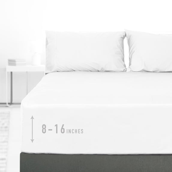 HOMTEC 100% Cotton King Size Fitted Sheet Only, 300 Thread Count White ...
