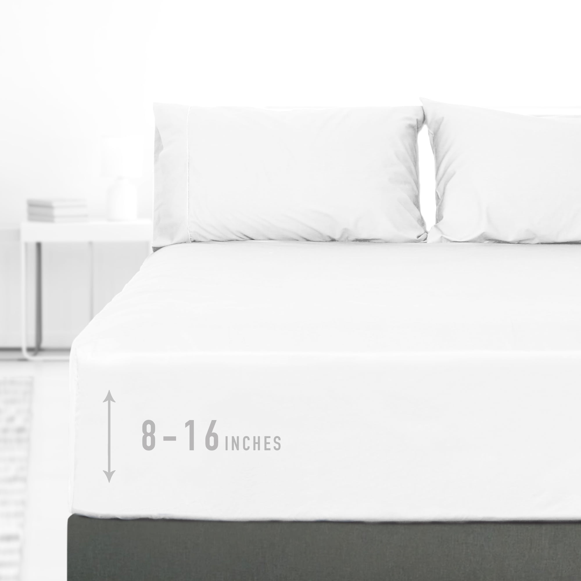 HOMTEC 100% Cotton Queen Size Fitted Sheet Only, 300 Thread Count White ...