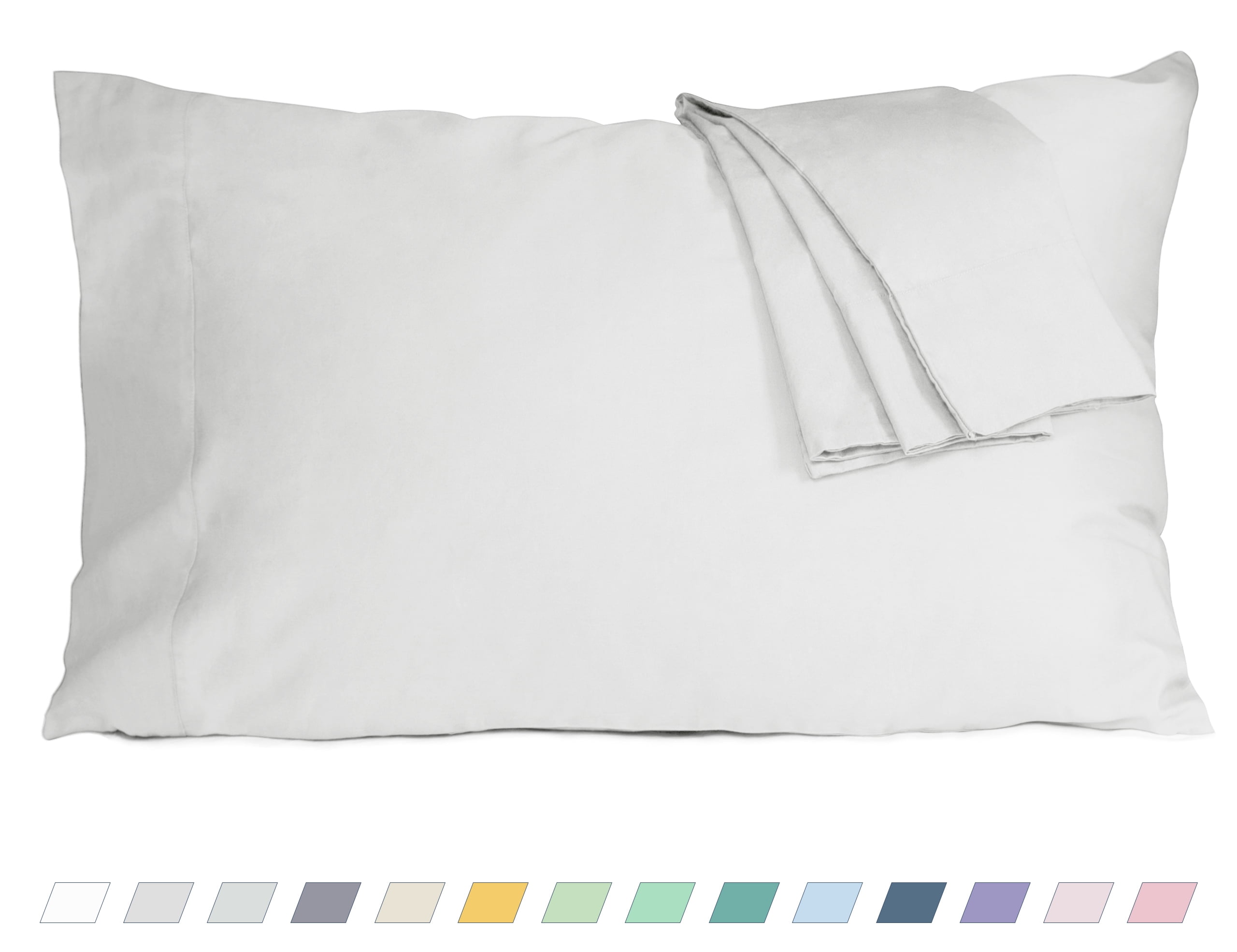 HOMTEC 200TC 100% Cotton Percale Weave, Pillowcase Set of 2, King Size ...