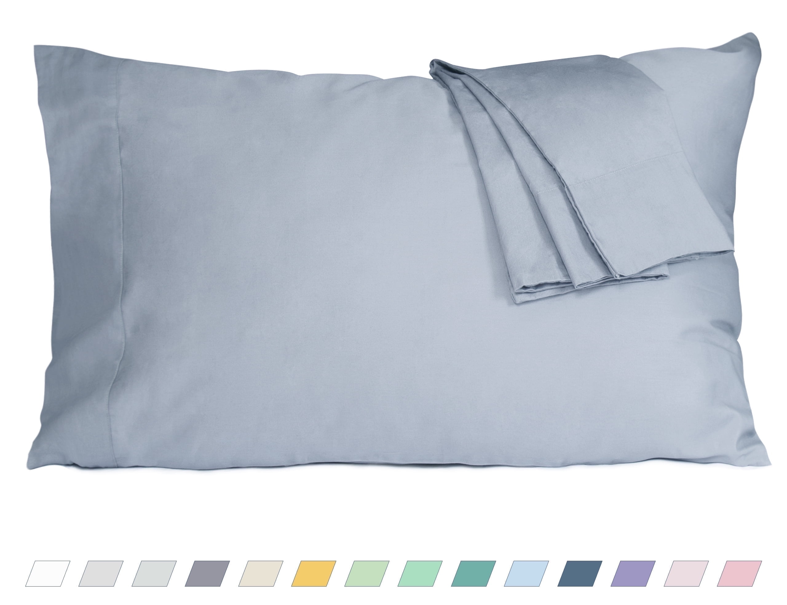 HOMTEC 100% Cotton Pillowcases, 200TC Percale Weave, Set of 2, Standard ...