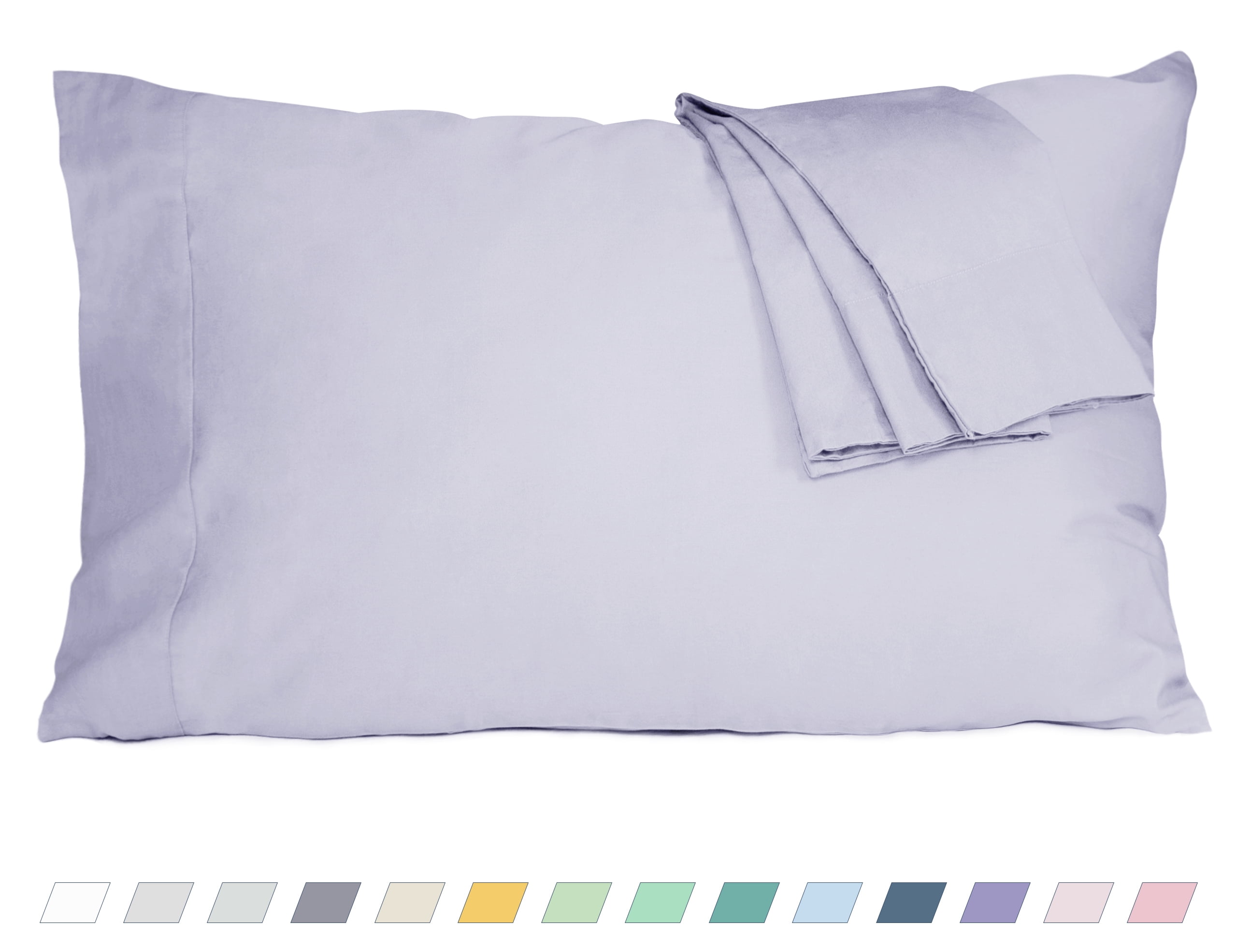 HOMTEC Pillowcase Set of 2, 100% Cotton Percale Weave, 200 Thread Count ...