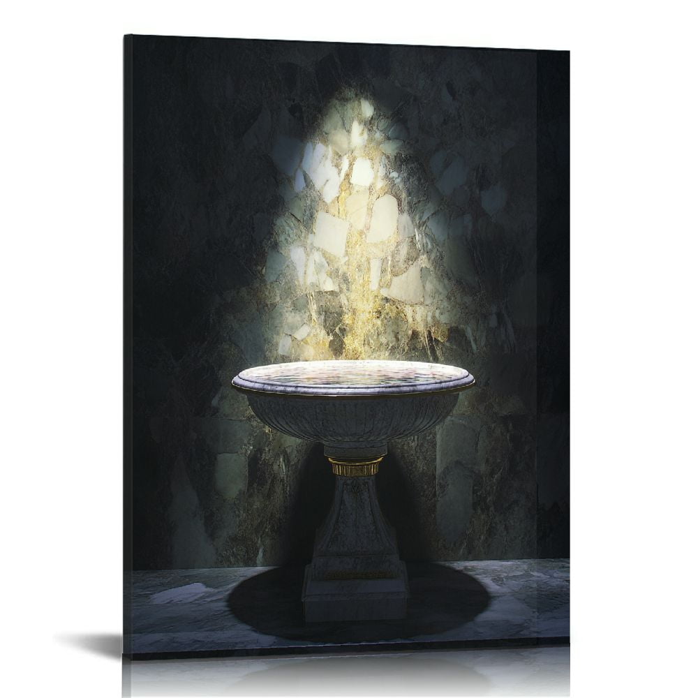 HOMURA The Baptismal Font Canvas Wall Art - Serene Glowing Holy Water ...