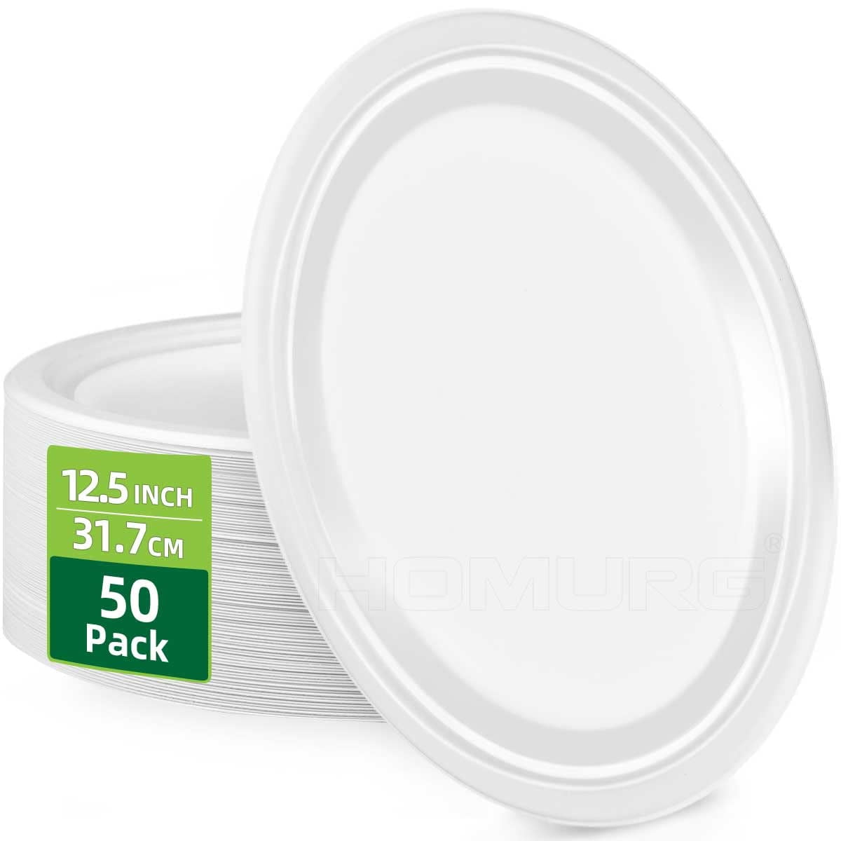 HOMURG Heavy Duty Oval Disposable Paper AFN1Plates Dinner x 12.5 Inch ...