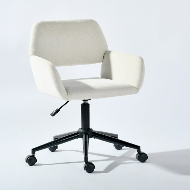 Homy Casa Office Desk Chair Adjustable Height Rolling Vanity Swivel Task Chairs with Wheels for Home Office Make up Dressing Room Beige