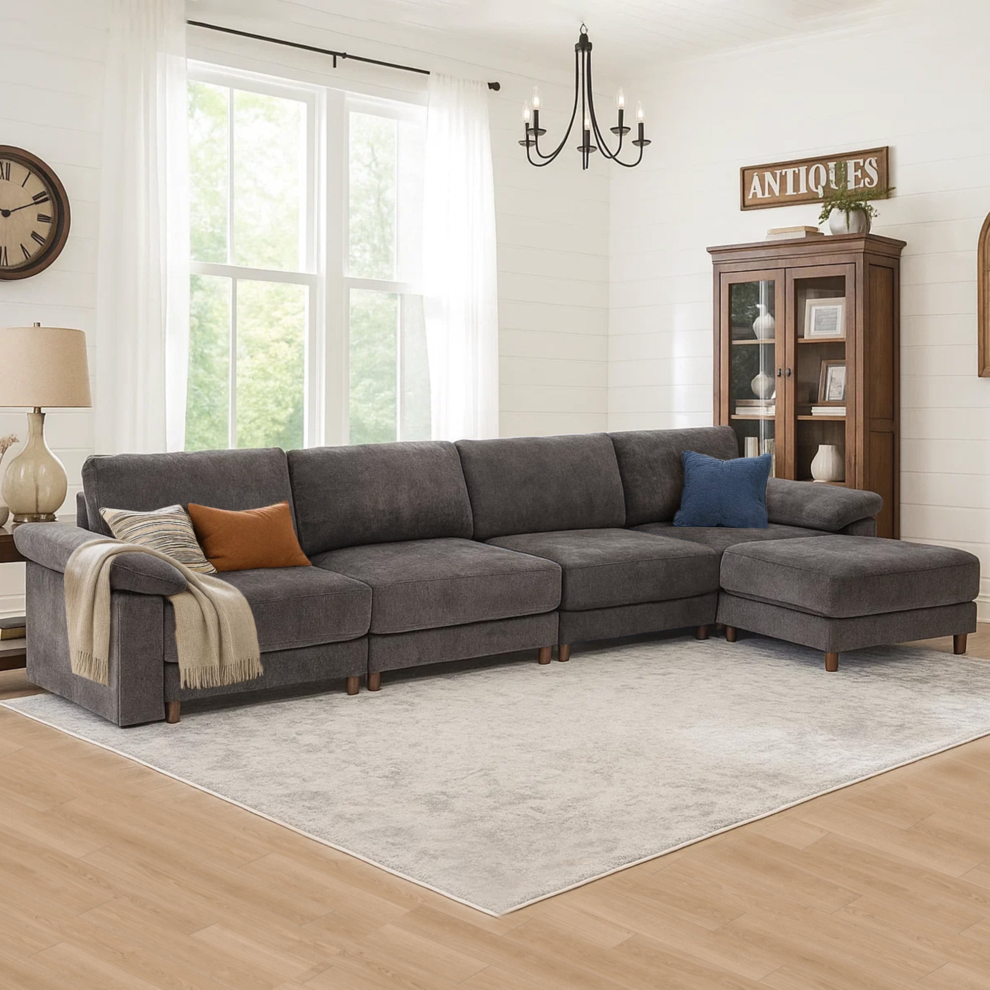 HOMYEDAMIC Oversized Chenille Sectional Sofa with Ottoman, U Shaped ...